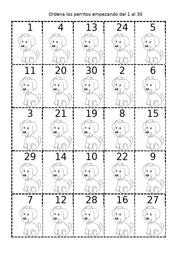 Ordena Los Perritos Empezando Del 1 Al 30 | PDF