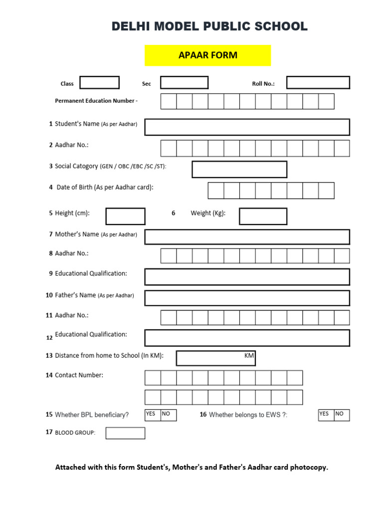 Apaar Form 2024 | PDF