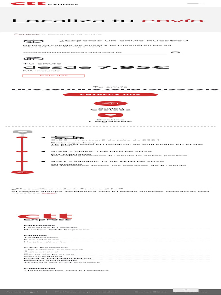 Localizador de Envíos - CTT Express | PDF