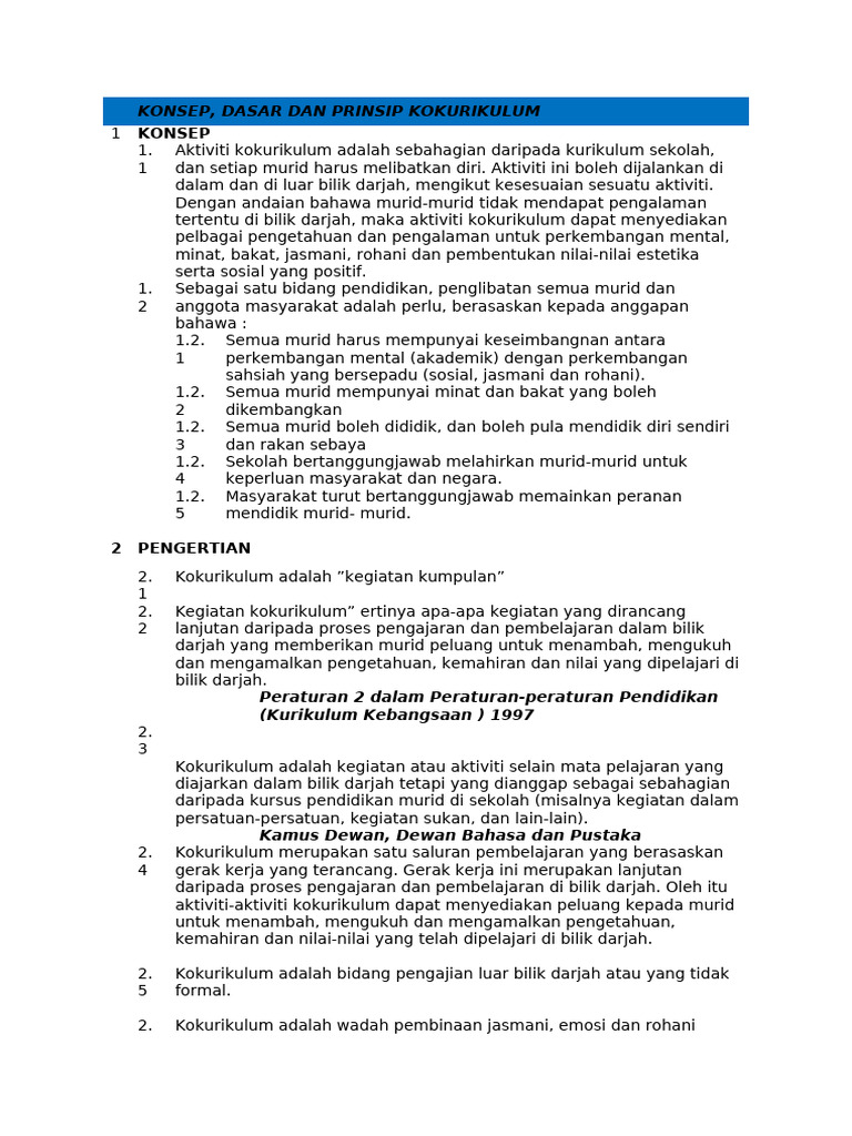 Dasar Ketetapan kokurikulum (Contoh) | PDF
