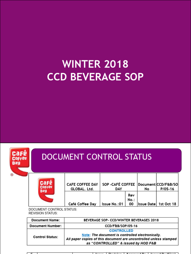 SOP CCD Winter Range 2018 | PDF | Drink | Chocolate