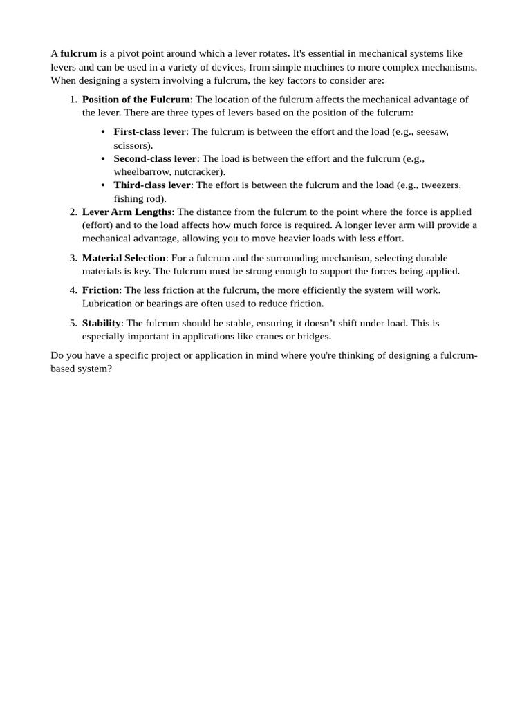 Fulcrum Design | PDF