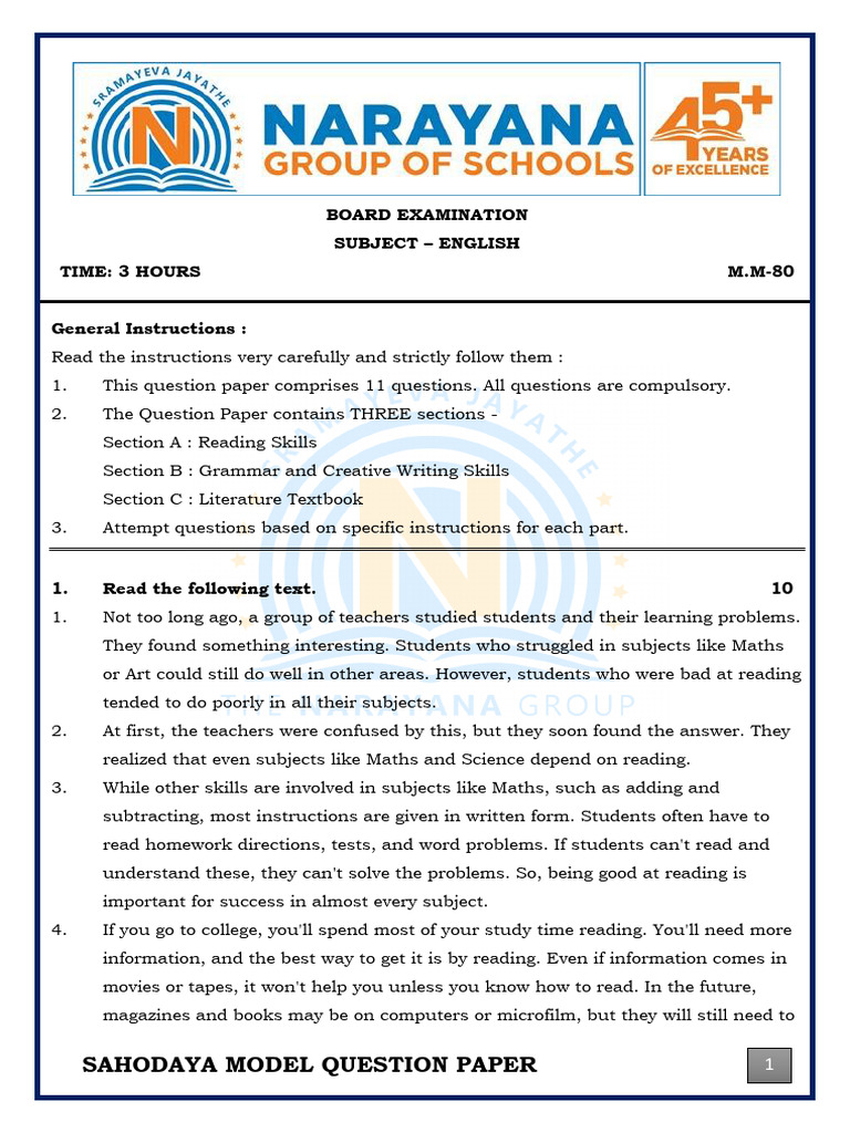 Cbse - X - English - Sahodaya Model QP - Set-2 - QP | PDF | E Commerce | Retail