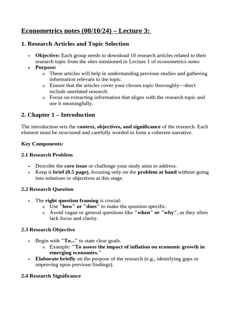 Econometrics Research Paper Guidelines | PDF | Citation