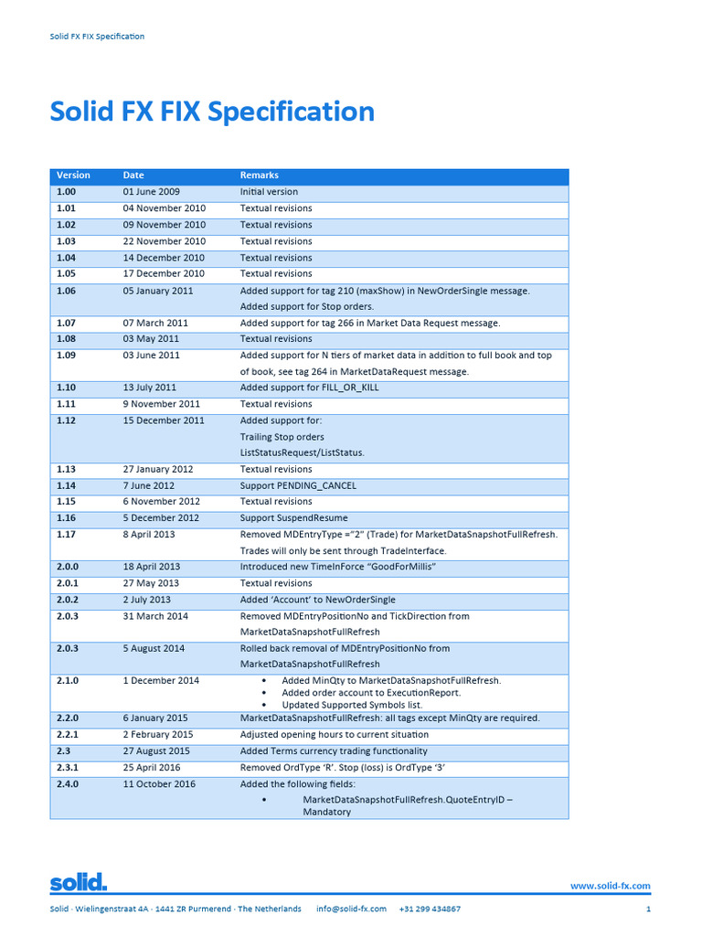 Solid FX FIX specification v3.0 | PDF | Computing | Computer Science