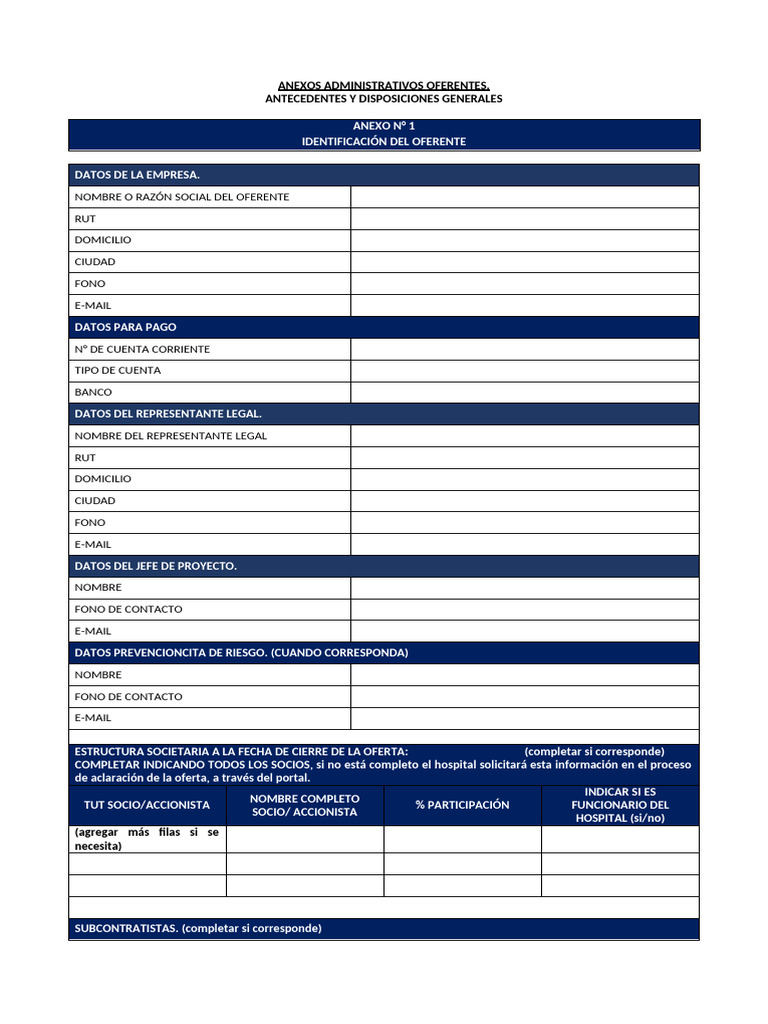 Anexos Administrativos para Oferentes | PDF | Parentesco