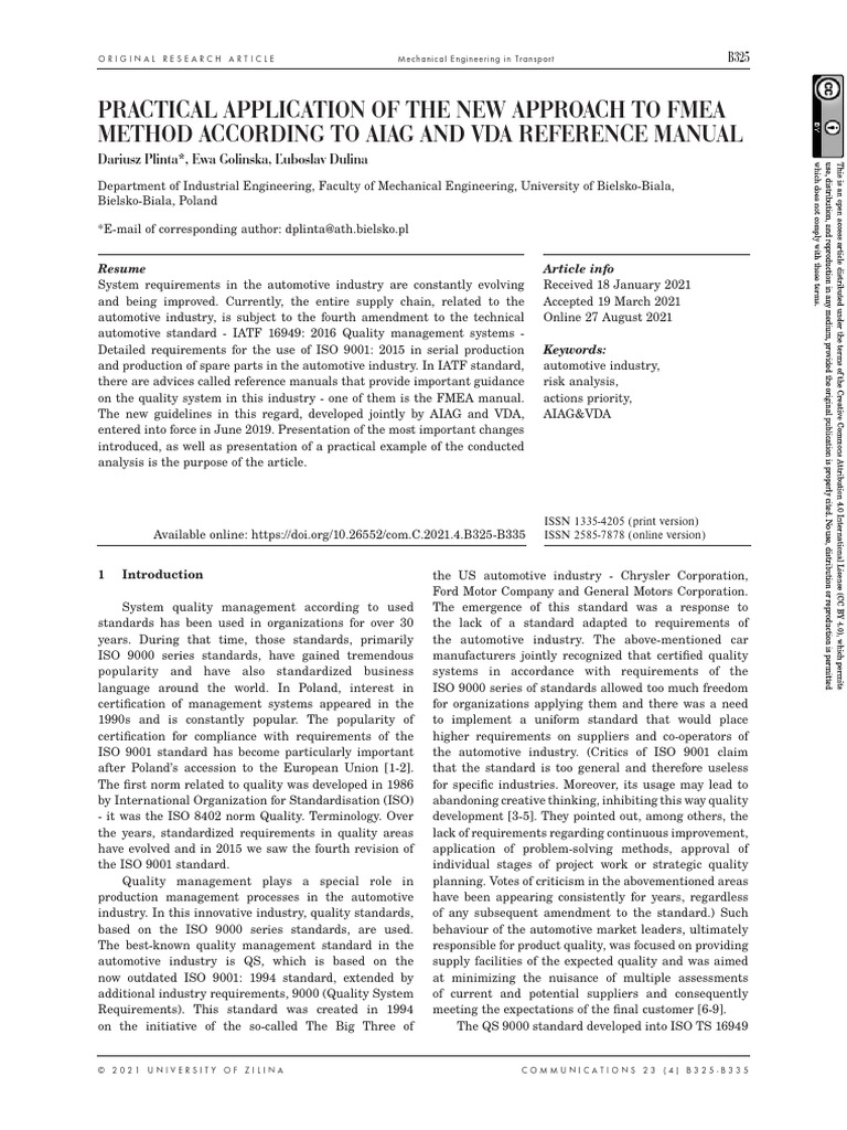 FMEA Method in IATF 16949 Compliance | PDF | Quality Management ...