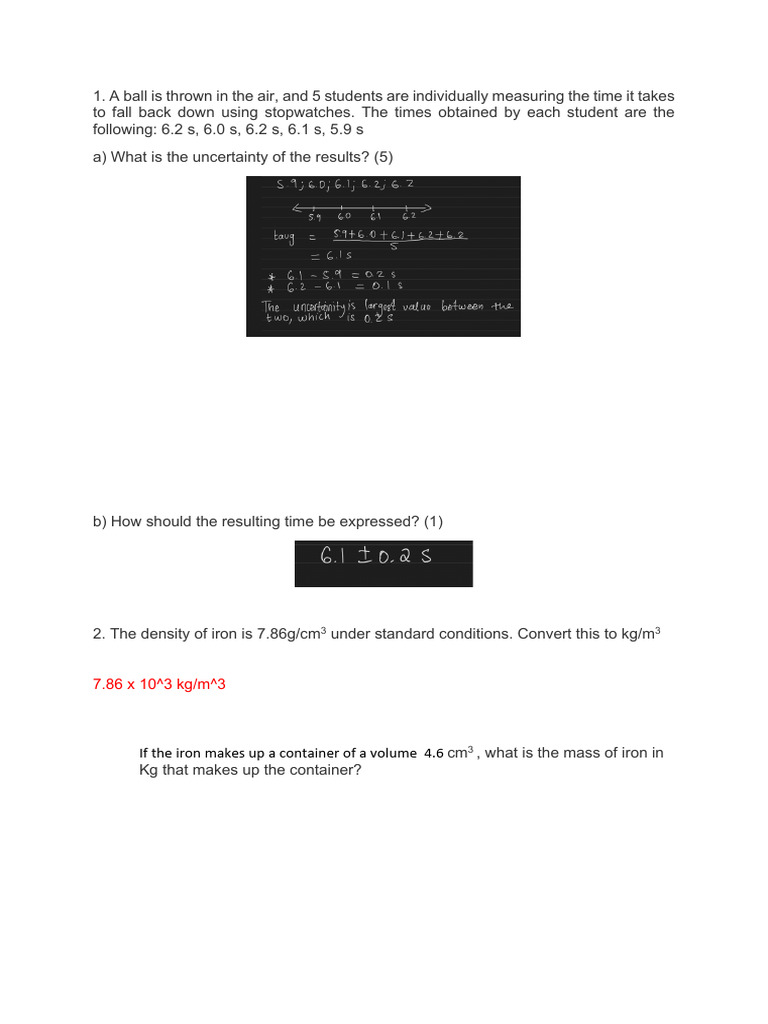 Physics Experiments and Calculations Guide | PDF