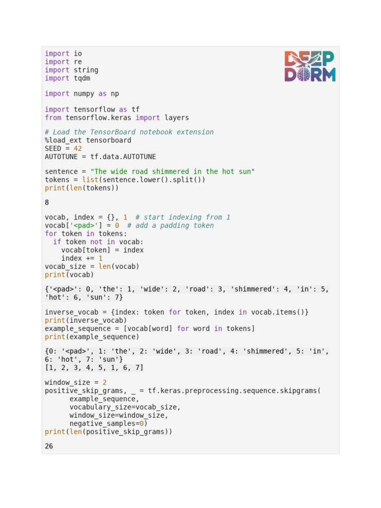 Word2Vec With TensorFlow ©Yousef_DeepDorm_ | PDF