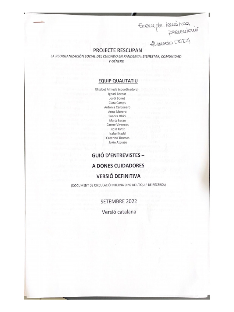 CUALI Ejemplo Presentacion y Ejemplos Guion Entrevistas | PDF