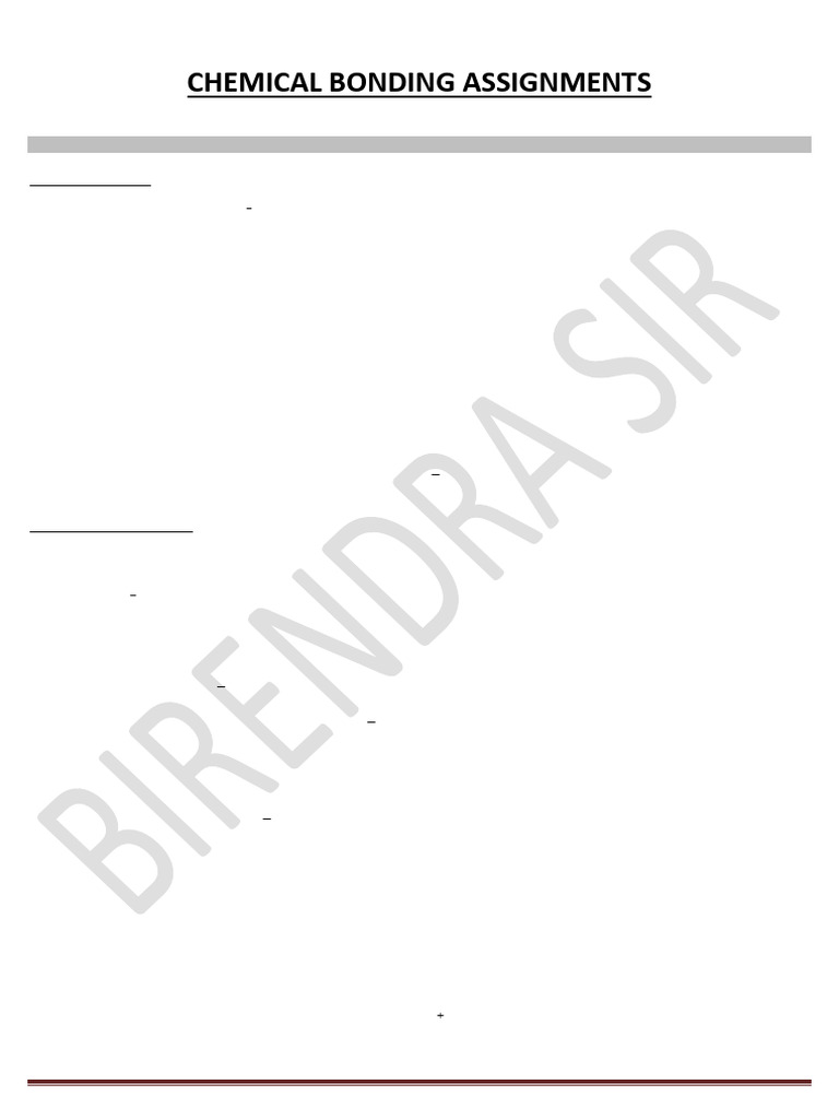 IIT JEE Chemistry: Chemical Bonding Assignments | PDF | Chemical Bond ...