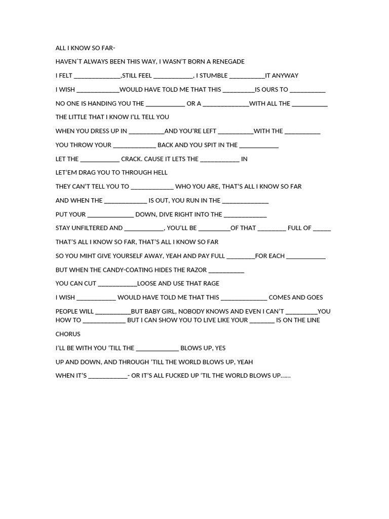 All I Know So Far | PDF
