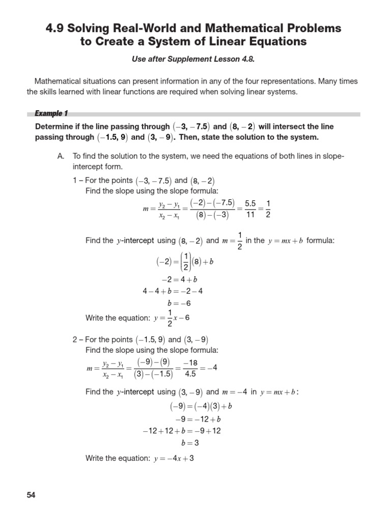 4.9 Solving Real World and Mathematical Problems To Create A System of ...