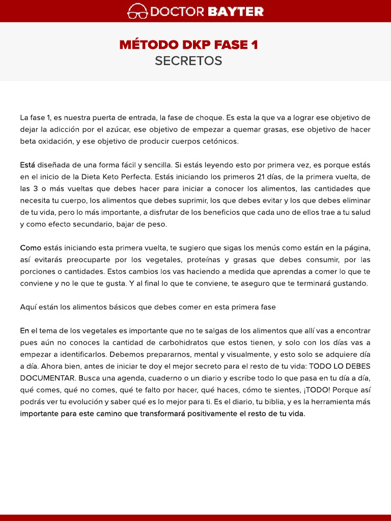 Httpsdietaketoperfecta.comfilespdfsecretos Fase 1 Dkp.pdf | PDF