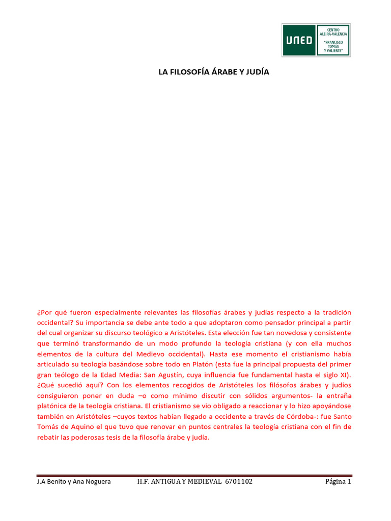 Tema 8 - La Filosofia Árabe y Judía | PDF | Comprensión | Filosofía ...
