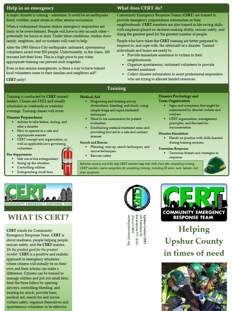 CERT Brochure | PDF | Emergency | Emergency Management
