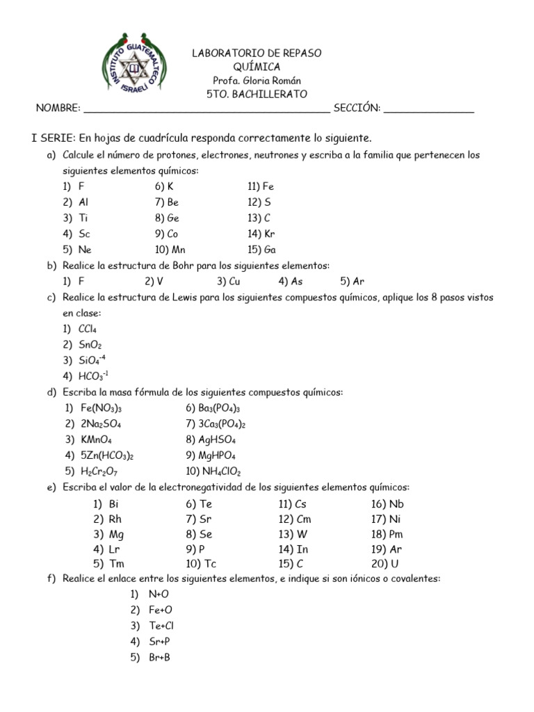 Laboratorio de Repaso Qu - Mica Ii Unidad 2023 | PDF | Fases de la materia | Química