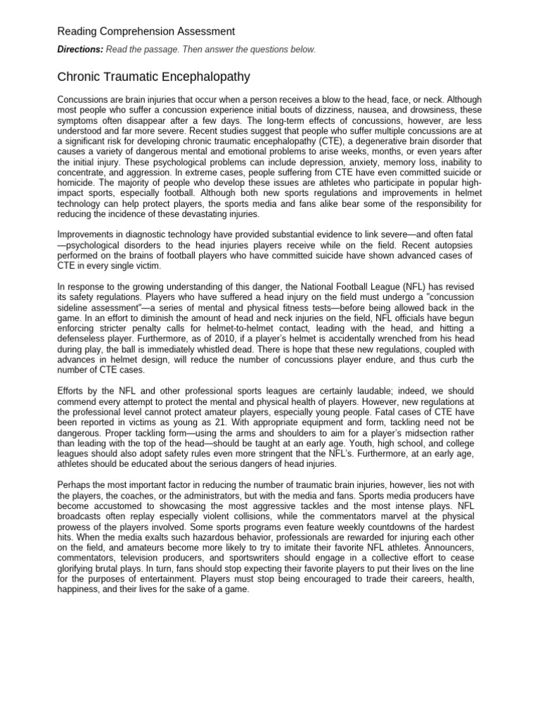 11 Chronic Traumatic Encephalopathy Free Sample | PDF | Concussion ...