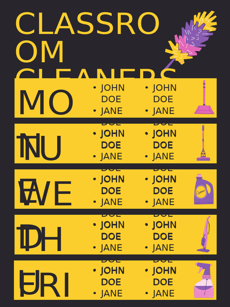 Illustrated Bold Text Classroom Cleaners | PDF
