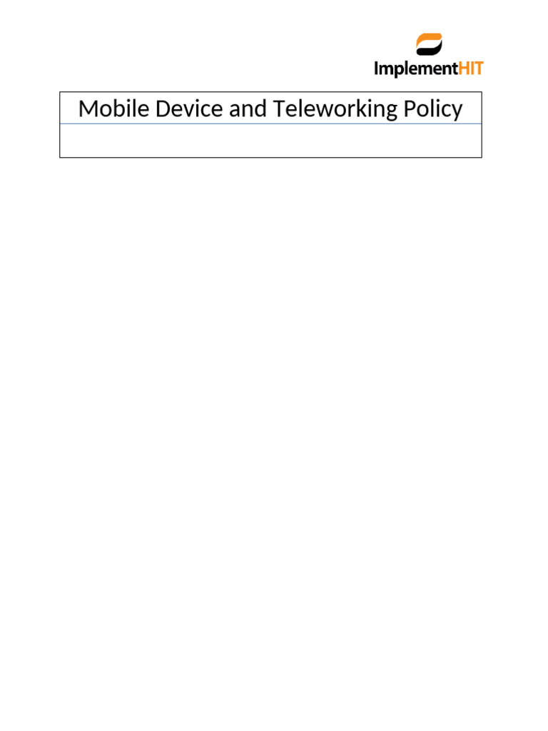 Mobile Device and Teleworking Policy | PDF | Security | Computer Security