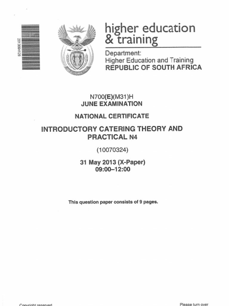 2013 B Catering Theory and Practical | PDF