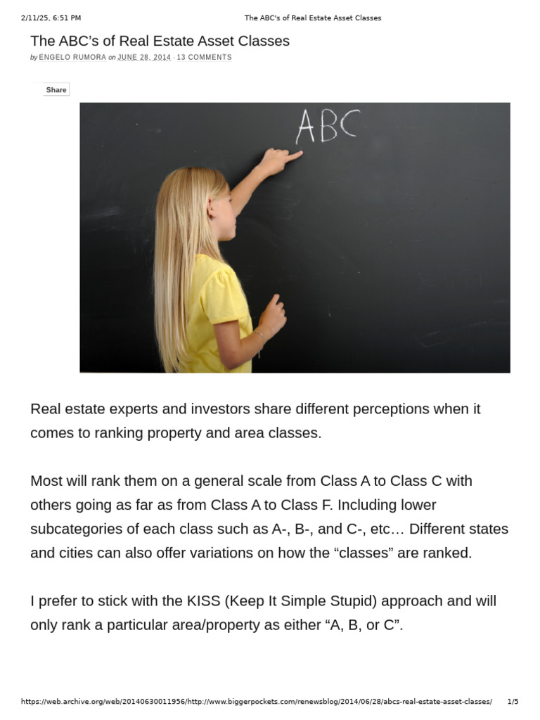 The ABC's of Real Estate Asset Classes | PDF | Investing | Money