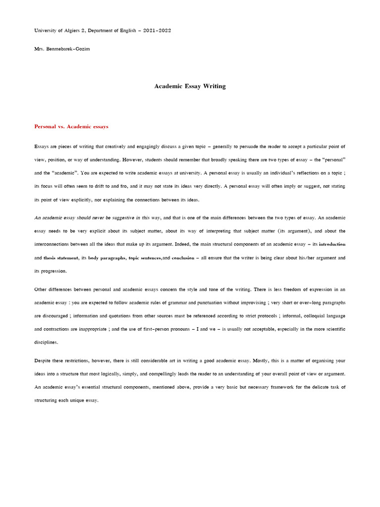 Academic Essay Writing | PDF | Essays | Acronym