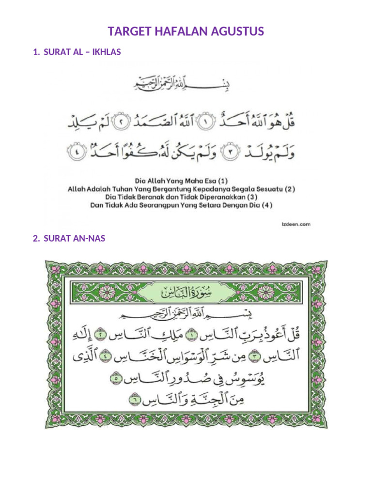 Target Hafalan Agustus | PDF