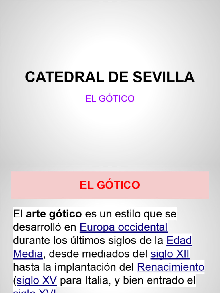 Catedral de Sevilla: Estilo Gótico y Elementos | PDF | Arquitectura ...