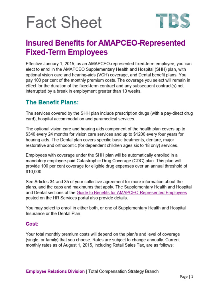 8a - Insured Benefits For AMAPCEO Fixed Term Fact Sheet | PDF ...