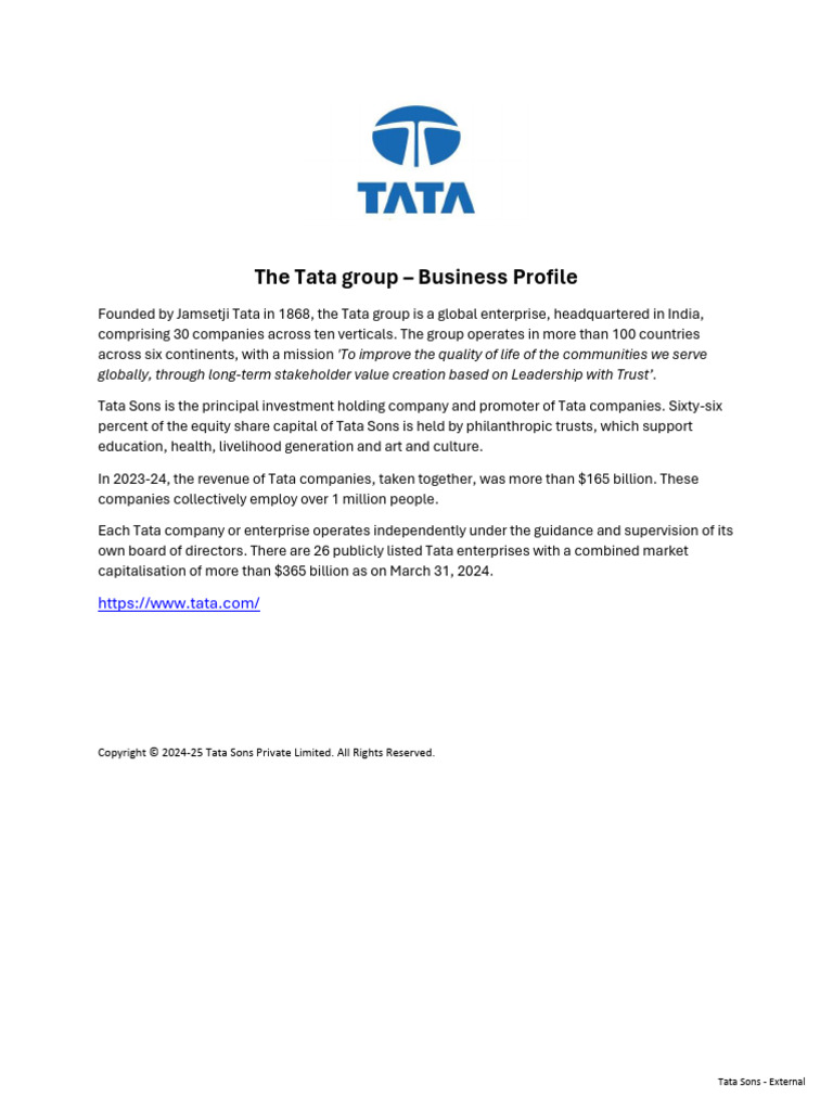 Tata Group Profile FY24 | PDF