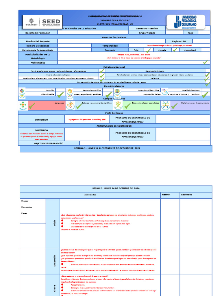 Formato Planeacion Original (1) | PDF | Aprendizaje | Evaluación