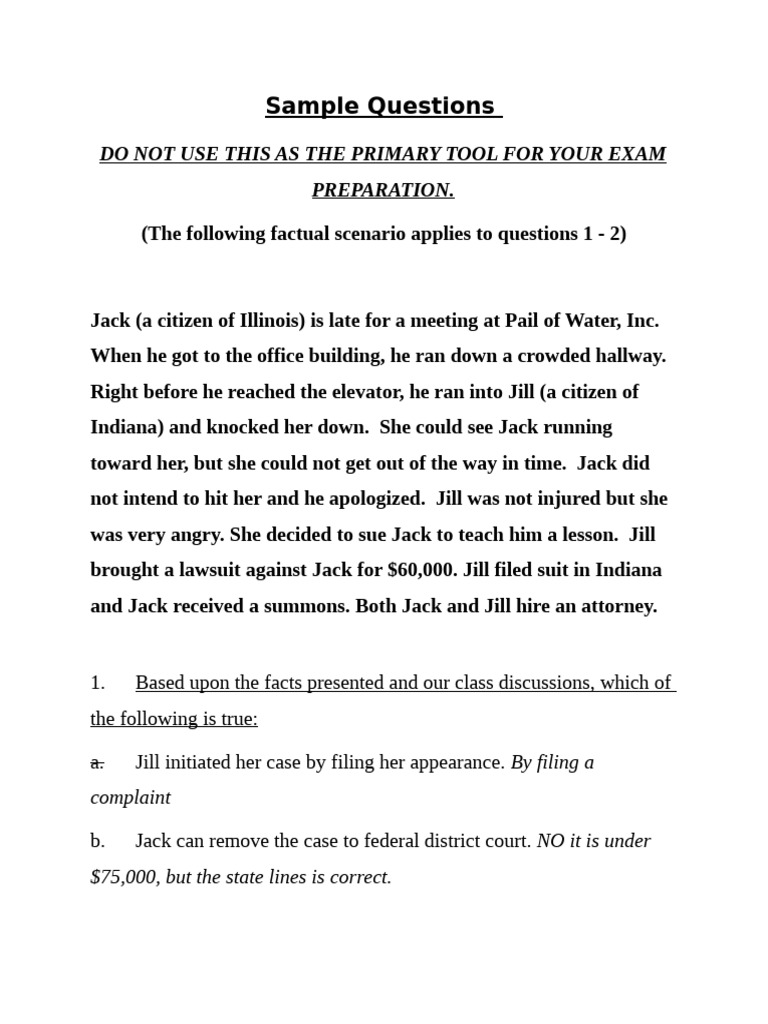 Sample Questions Exam 1 Fall 2020 | PDF | Negligence | Lawsuit