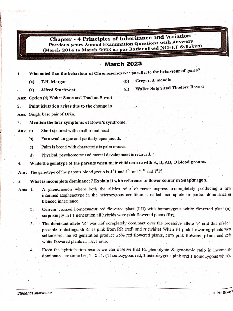 PRINCIPLES OF INHERITANCE (1) | PDF