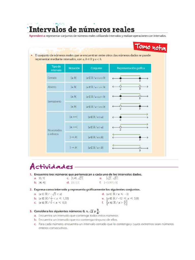 intervalo y semirecta | PDF