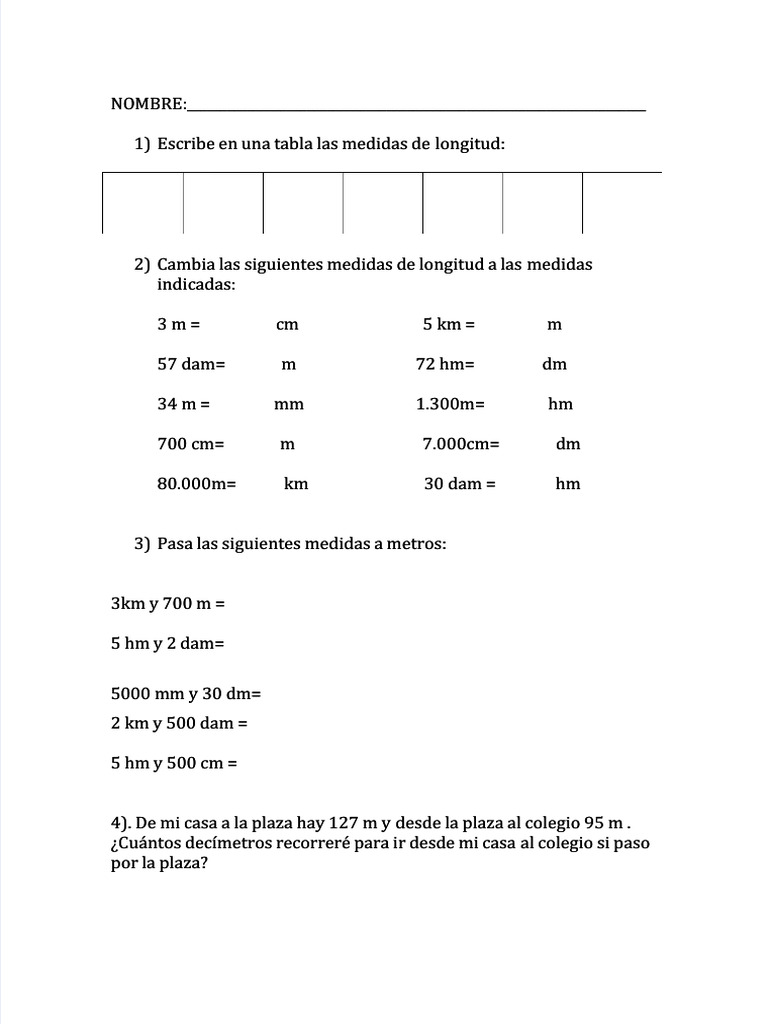 4° Cuaderno de Medidas y Longitud | PDF | Reloj | Medición