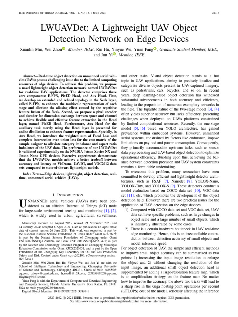Lwuavdet A Lightweight Uav Object Detection Network On Edge Devices