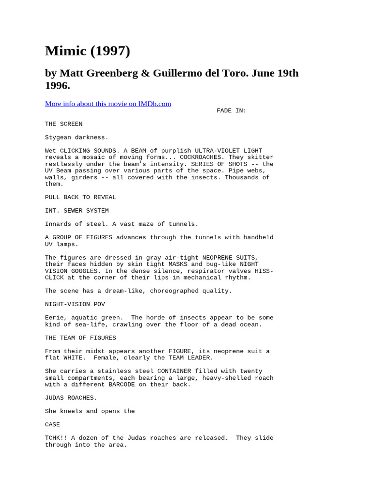 Sci-Fi Thriller: Mimic's Dark Tale | PDF