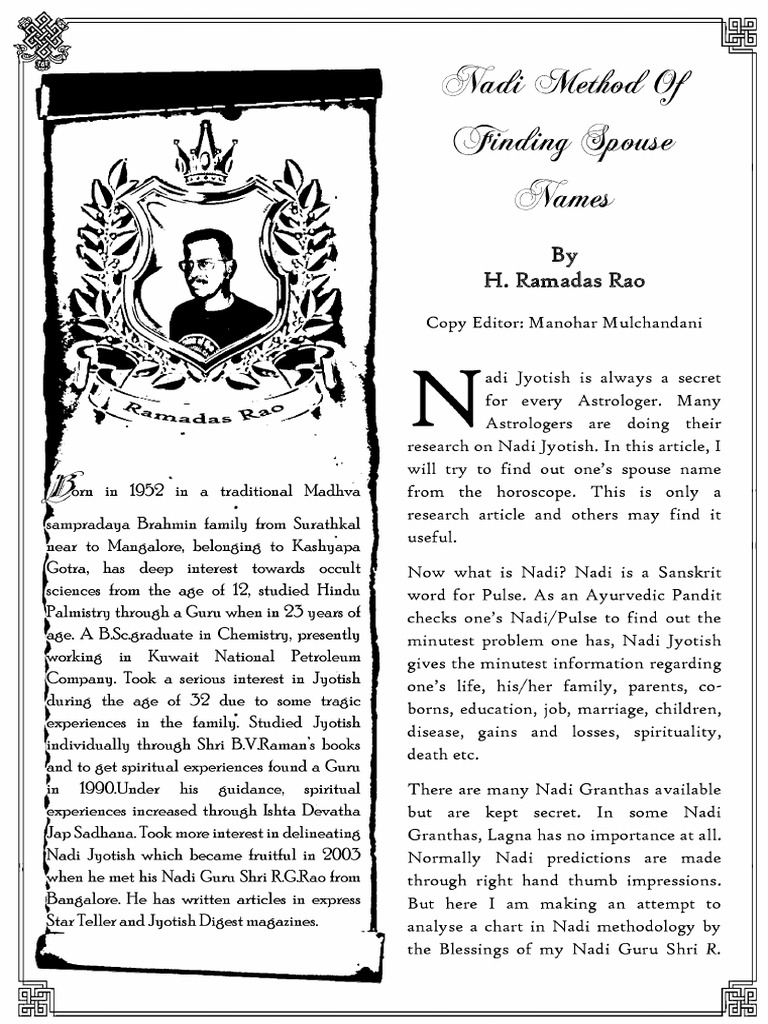 Nadi Method of Finding Spouse Names | PDF | Hindu Astrology | Hindu ...