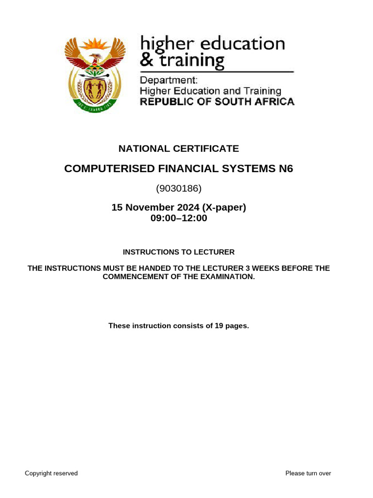 N260 - Computerised Financial Systems N6 - Instructions - Nov 2024 ...