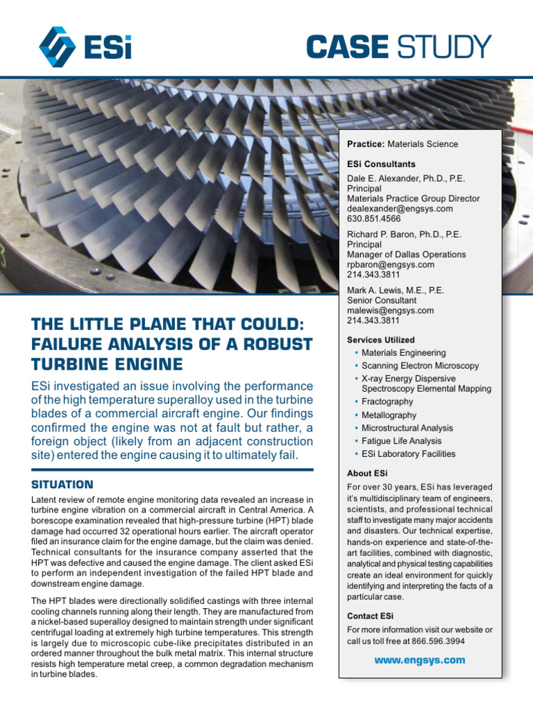 1044 Esi Case Study Airplane Engine Failure | PDF | Materials | Applied ...