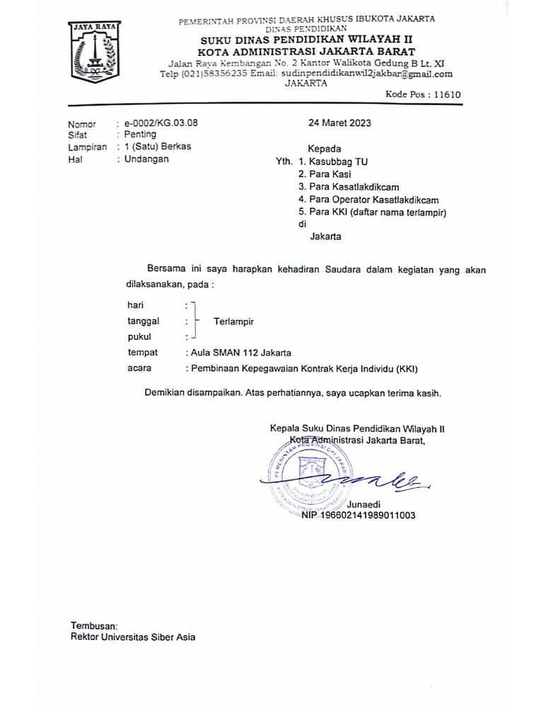 Undangan Pembinaan KKI - JB 2 | PDF