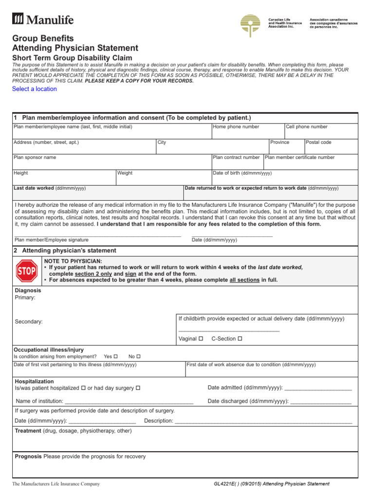 Manulife Attending Physician Statement | PDF | Health Care | Medicine