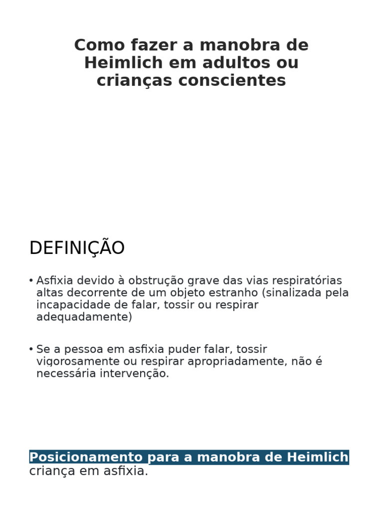 Manobra de Heimlich: Guia Prático | PDF