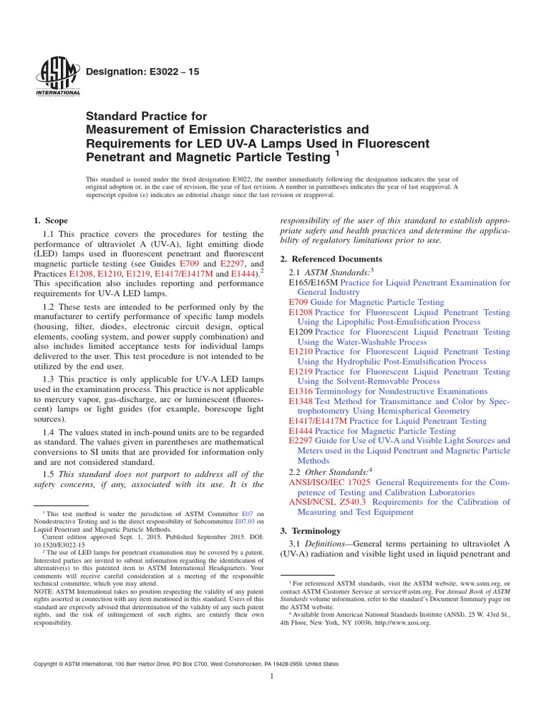 Astm E3022-15 | PDF | Ultraviolet | Light Emitting Diode