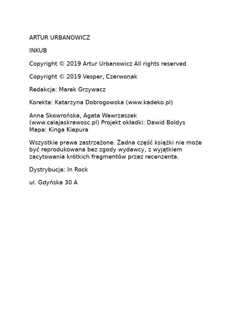 Artur Urbanowicz Inkub | PDF