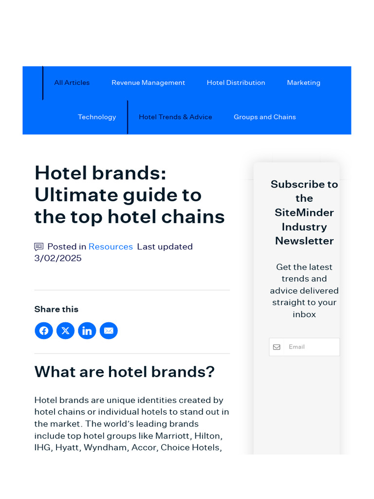 Hotel Brands - Ultimate Guide To The Top Hotel Chains - SiteMinder ...