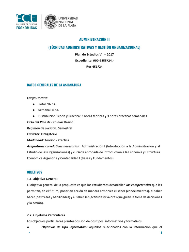 Programa Adm2 2024 | PDF | Evaluación | Aprendizaje