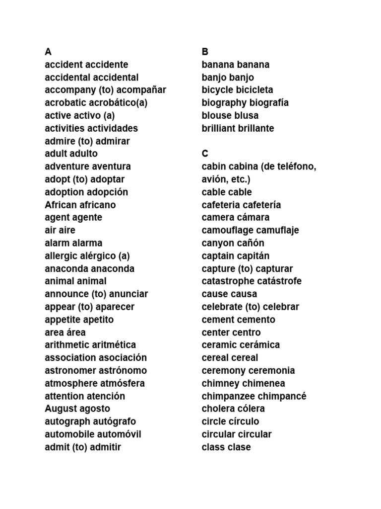 Cognados Inglés - Español | PDF