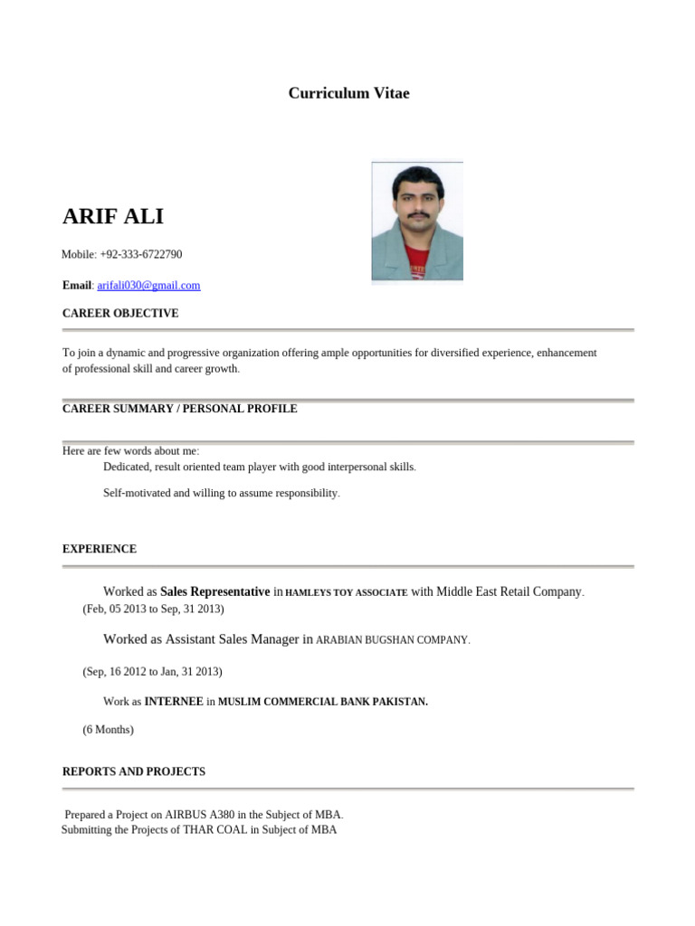 Updated - Arif Ali CV | PDF